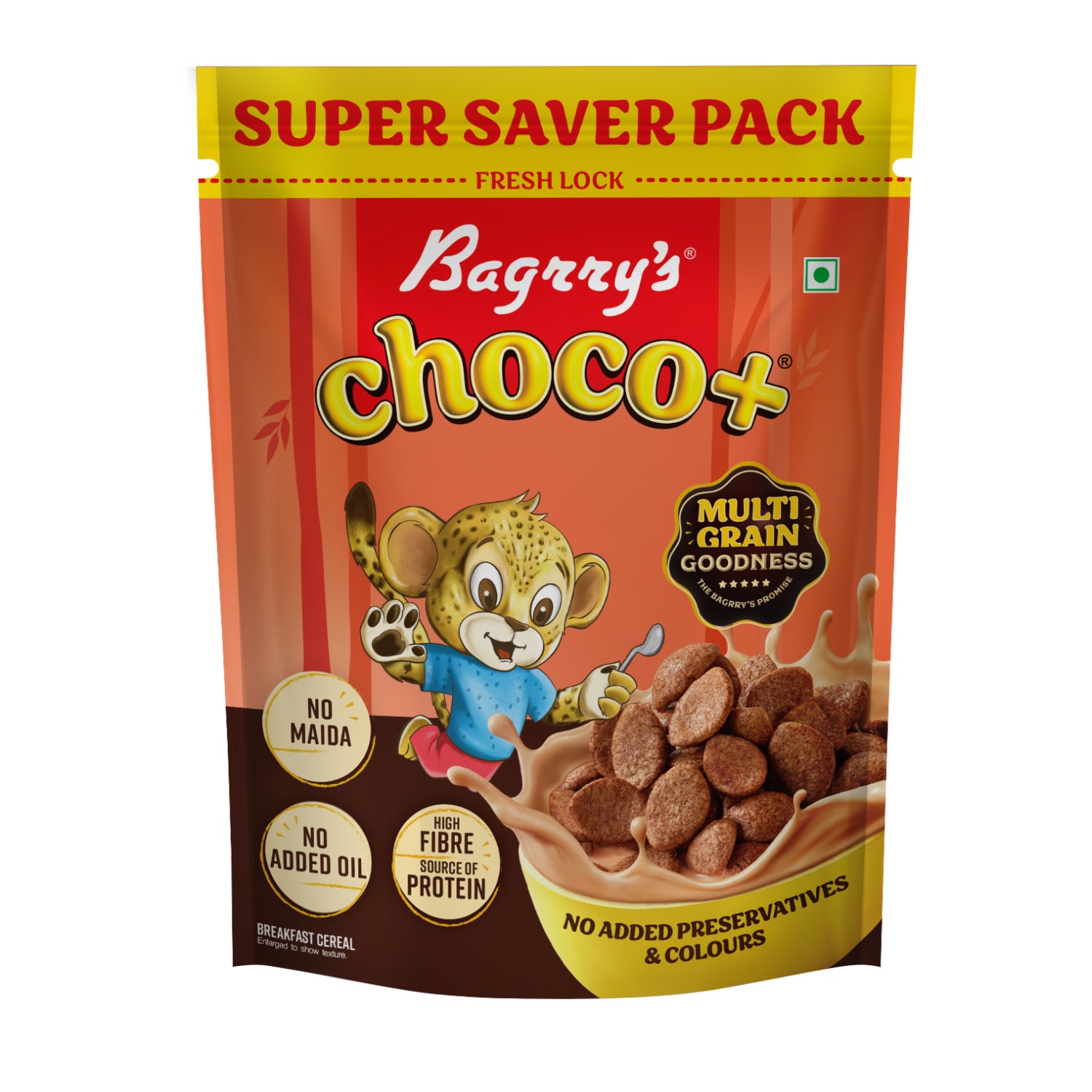 Bagrry's Choco+ Yummy Chocolaty Cereal with Multigrains - Oats, Wheat ...