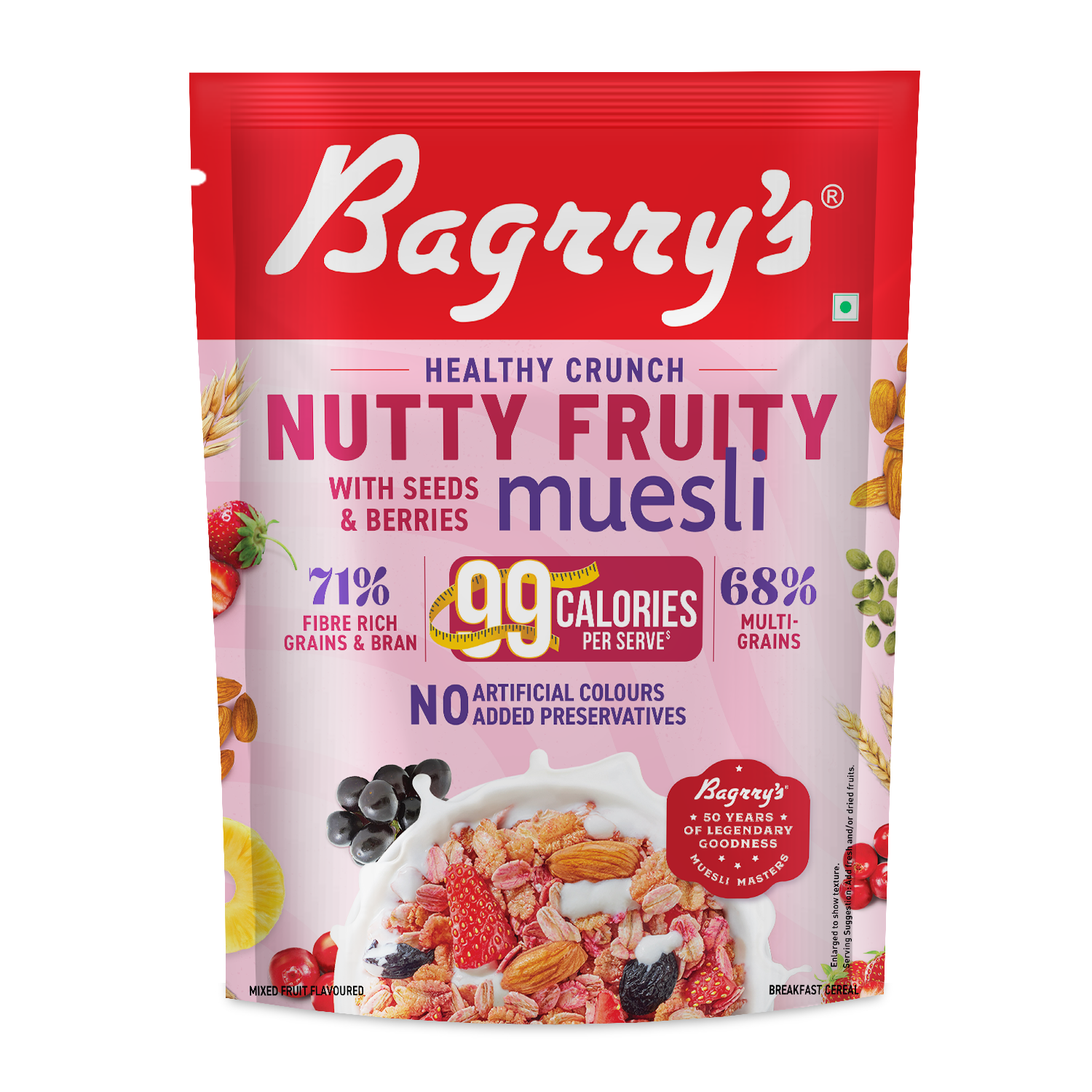 Bagrry's Nutty Fruity Muesli - Seeds, Berries | 100% Multigrain Goodness