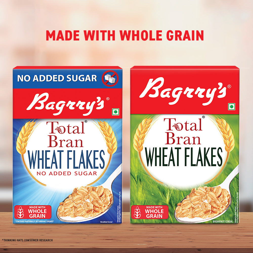 Bagrry's Total Bran Wheat Flakes - No Added Sugar, Diabetic Friendly